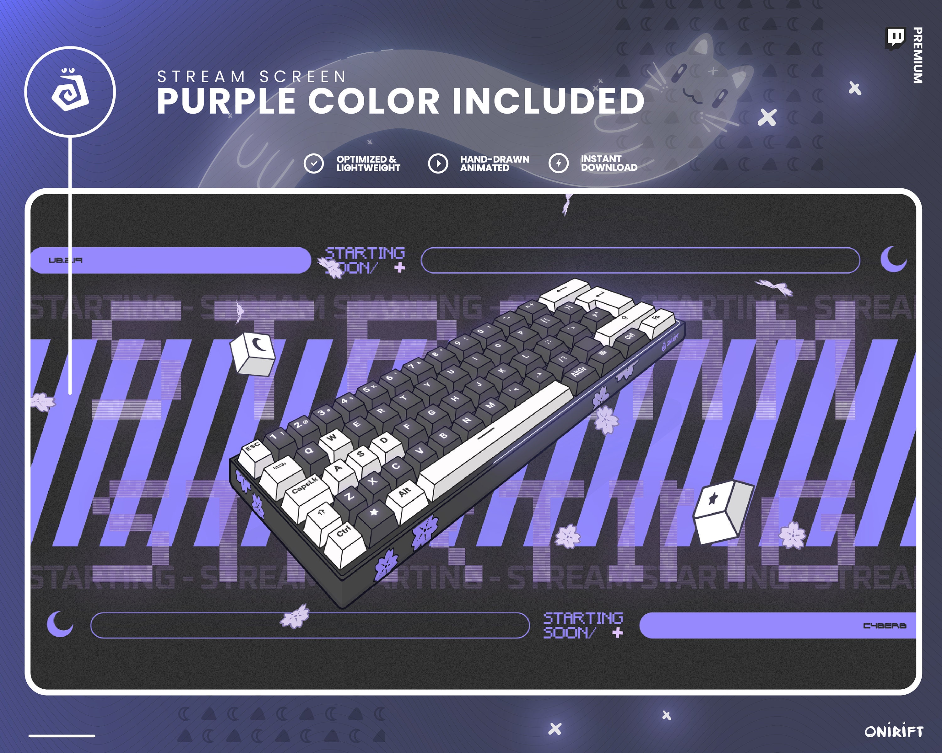Cyberpunk Keyboard Twitch Animated Stream Screens - TWITCH, YOUTUBE ...
