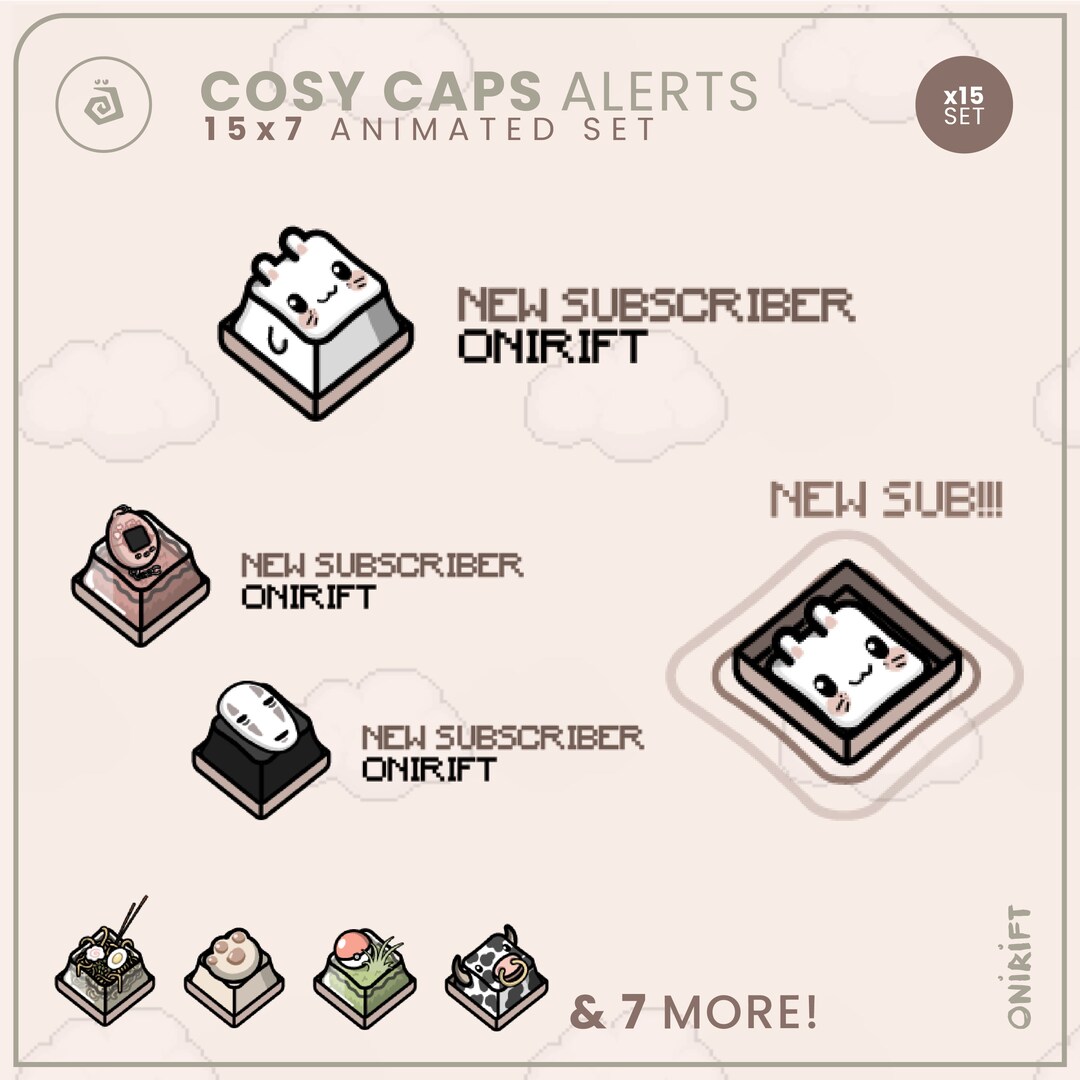15x Animated Stream ALERTS - Cosy & Cute Keycaps Set - Fantasy Keyboard ...