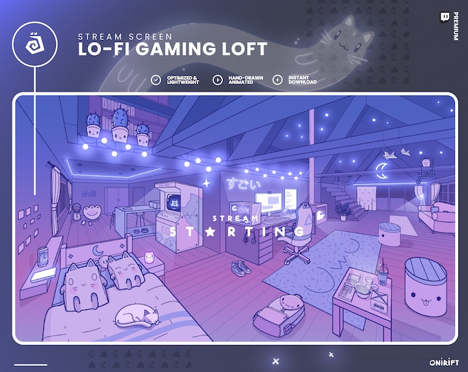 4 Twitch Animated Stream Screens - Youtube - Cute and Cosy LOFI Gaming ...
