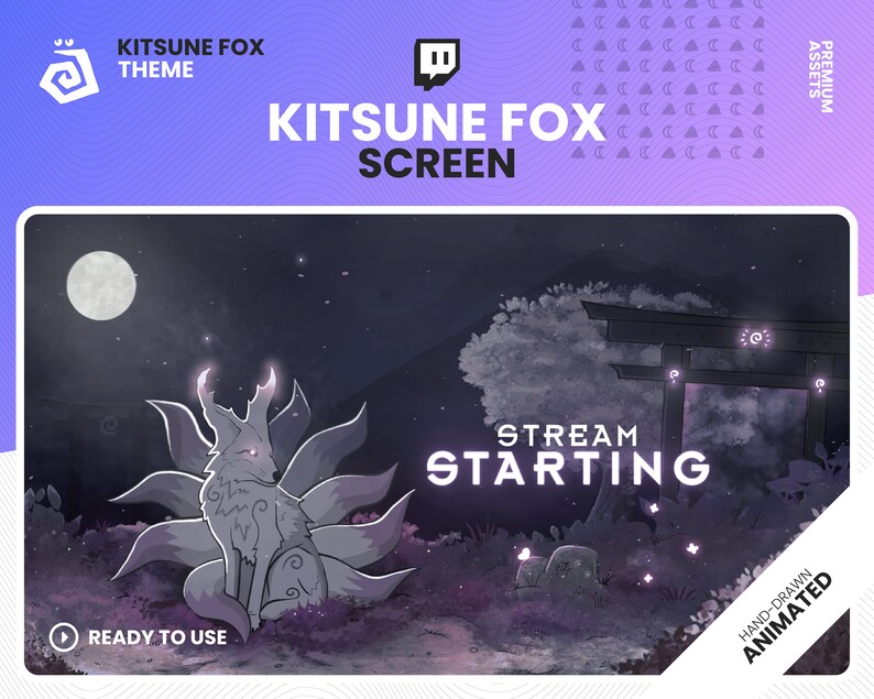 4 Twitch Animated Stream Screens Kitsune Fox Nine Tails - Etsy