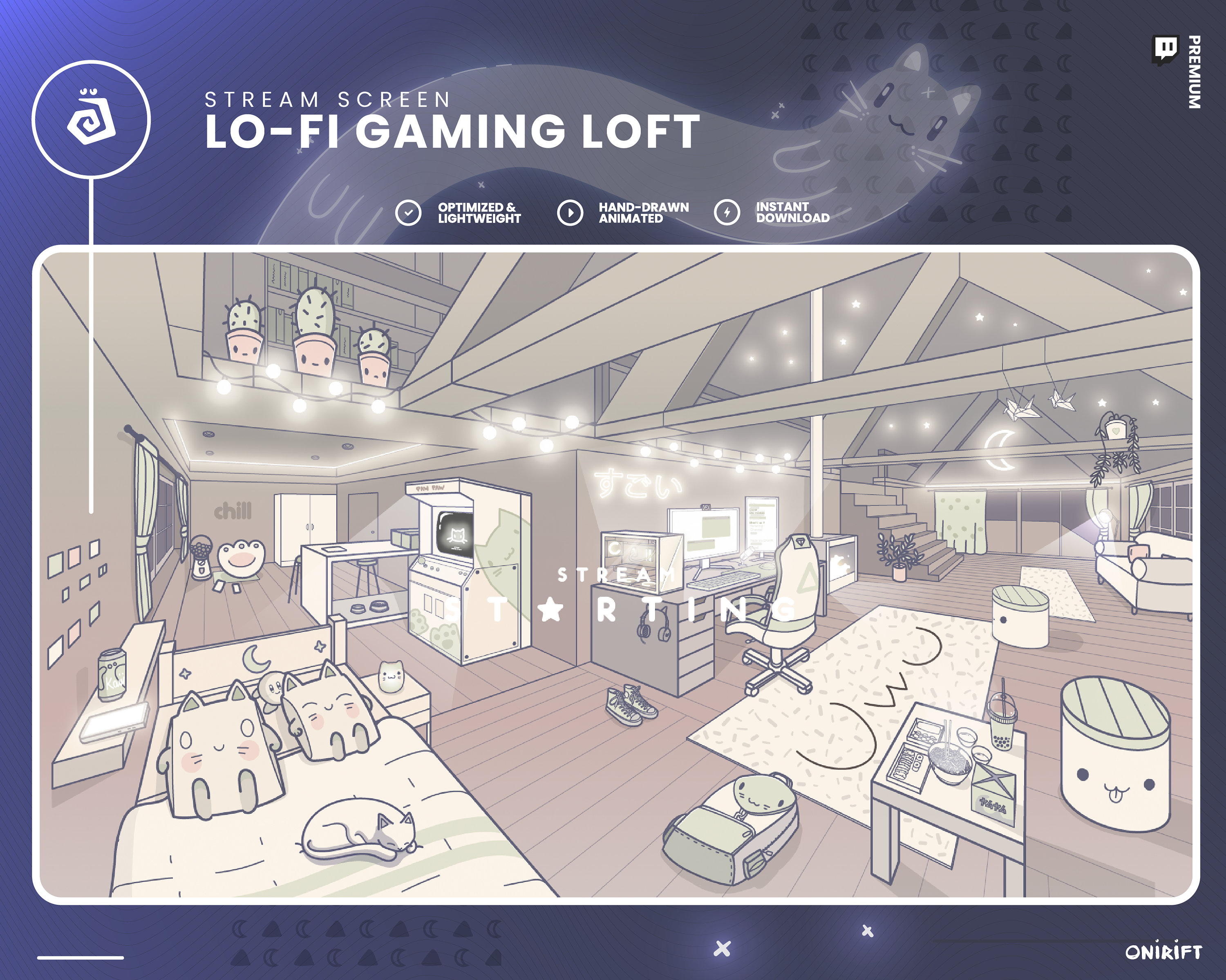 4 Animated Stream Screens - Twitch & Youtube - Cosy LOFI Room Gaming ...