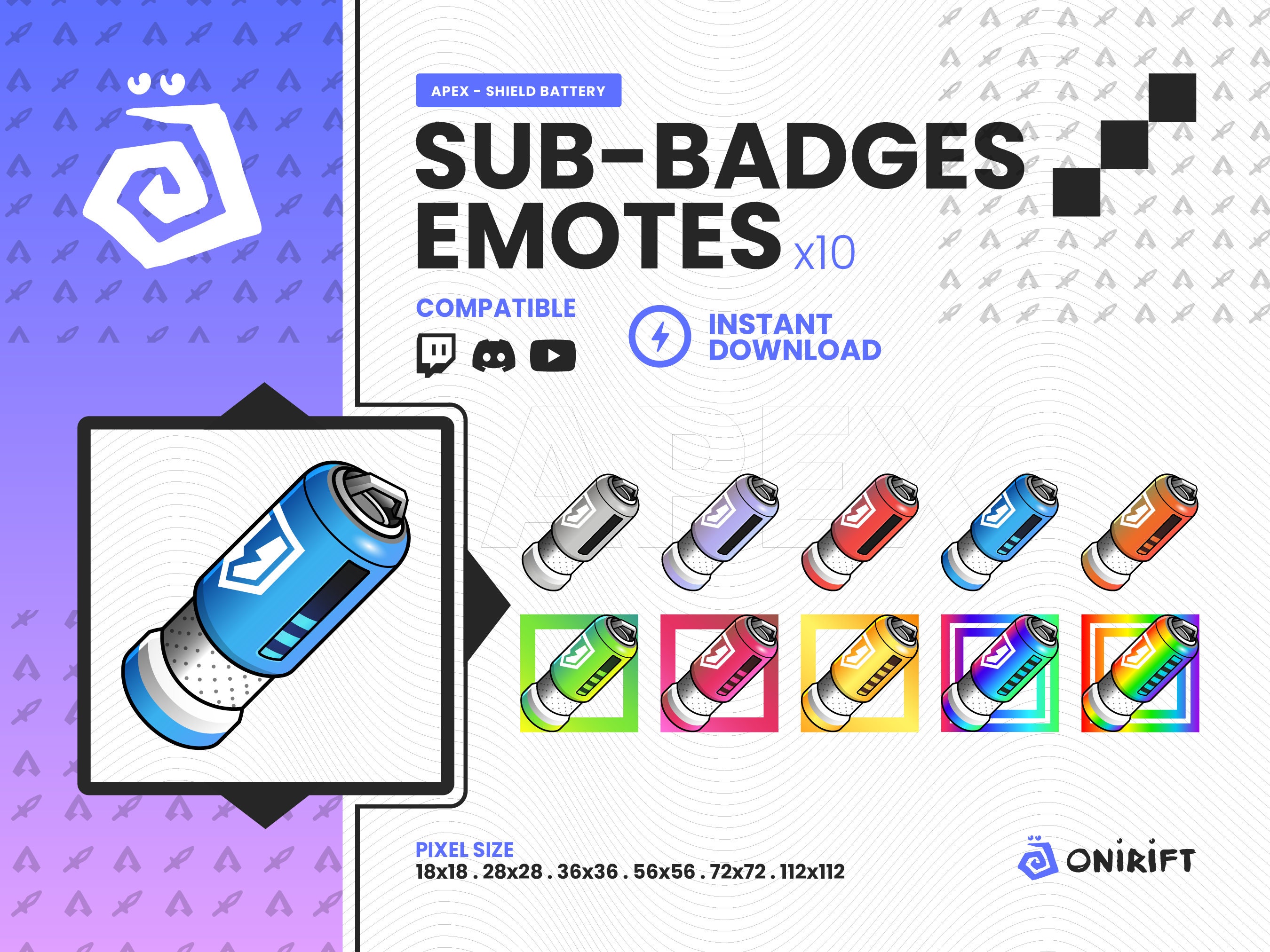 Apex Shield Battery * TWITCH SUB BADGE & Bits X10 Twitch Loyalty Badge ...