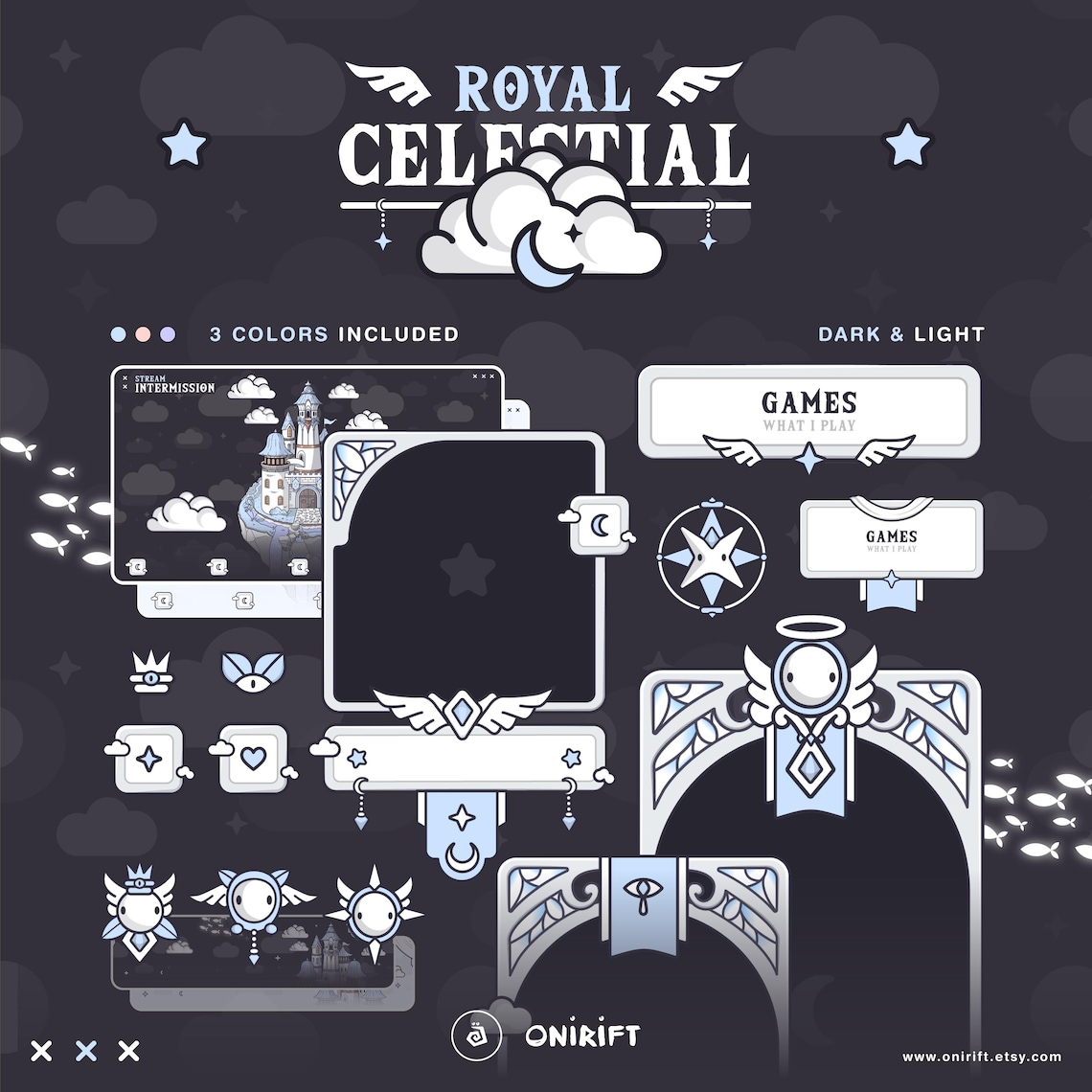 Ethereal Royal Celestial - Stream Package - Pastel Blue, Dark & Light ...