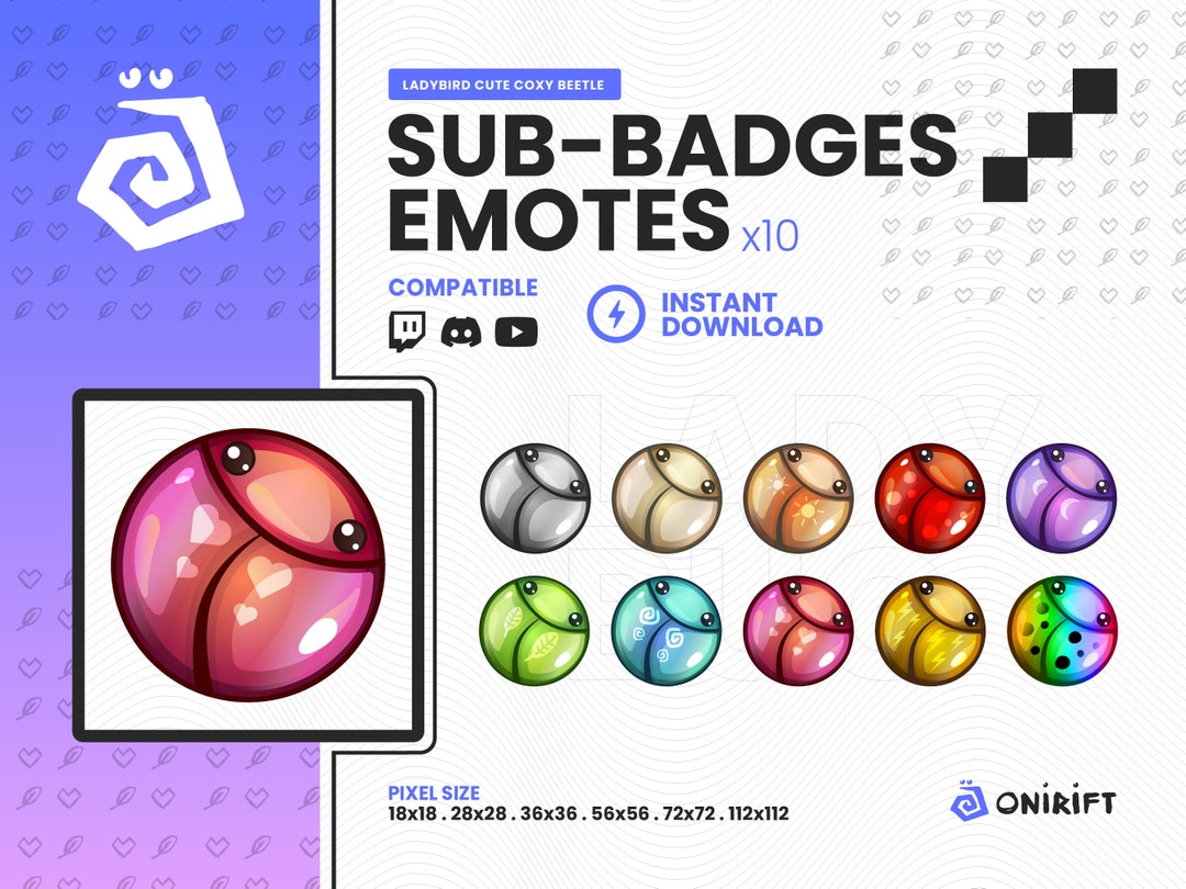 Ladybug Beetle * Cute Insect SUB BADGE & BITS X10 Twitch Loyalty Badge ...