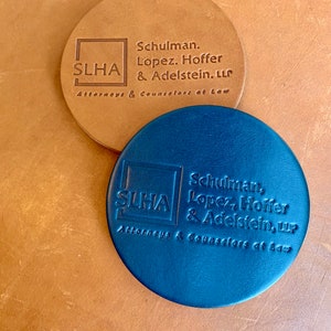 Custom Logo Coasters | Stamped Logo Leather Coasters - Etsy