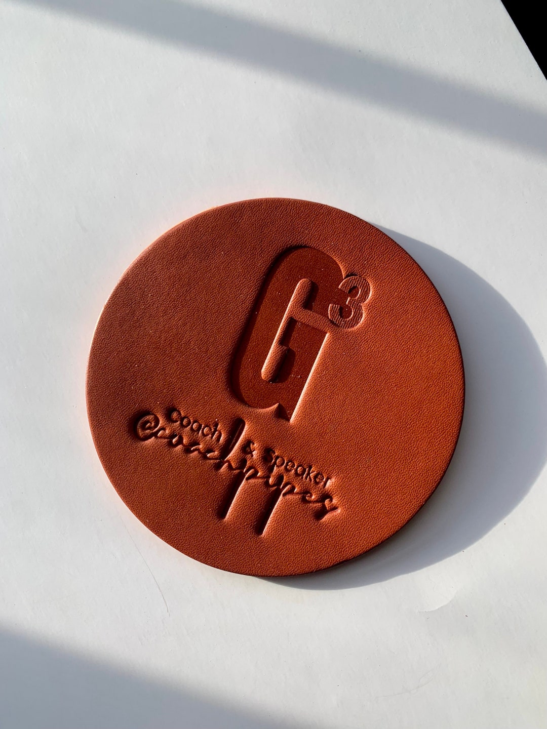 Stamped Logo Leather Coasters | Custom Business Branding - Etsy