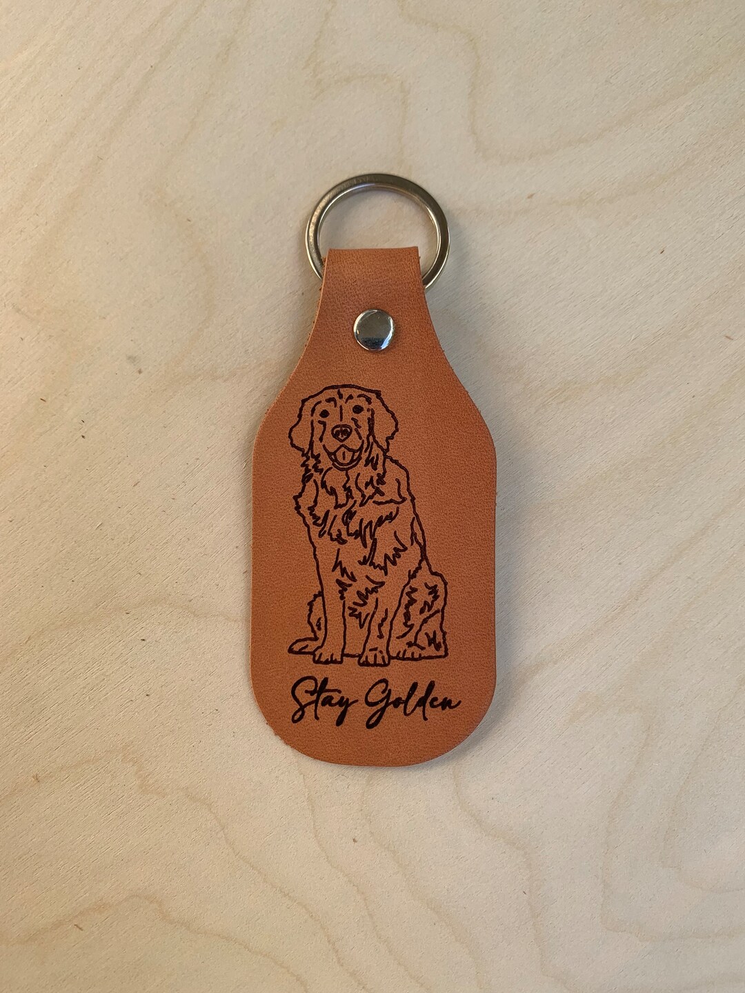 Stay Golden Handcrafted Golden Retriever Leather Keychain - Etsy
