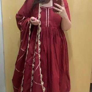 Gotta Jaal Maroon Cotton Anarkali - Etsy