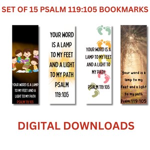 Set of 15 Bible Verse Printable Bookmark for Young People Psalm 119 Vs ...