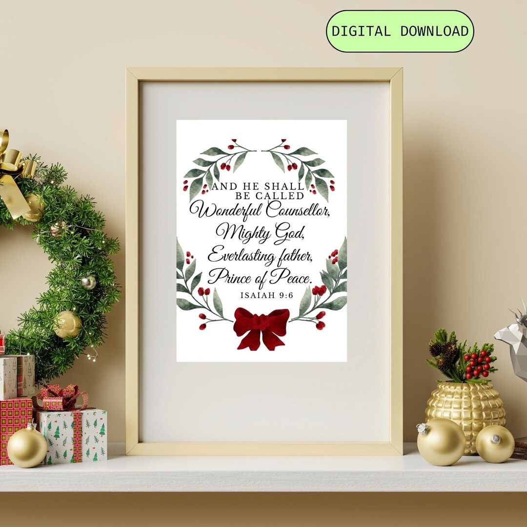 Isaiah 9:6, Wonderful Counselor, Prince of Peace, Christian Christmas ...