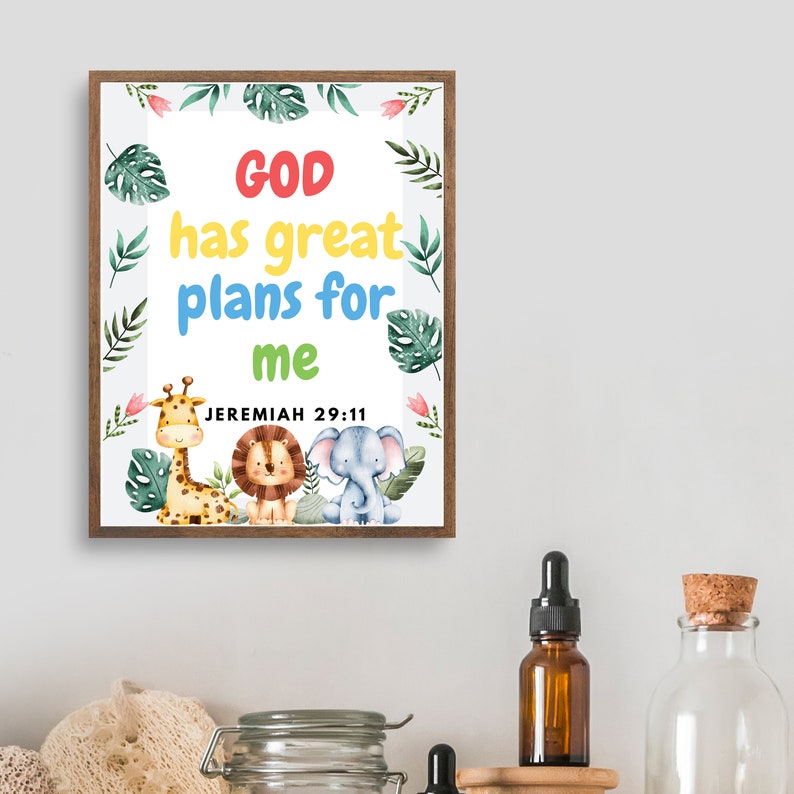 Christian Kids Bible Verse Wall Art, for I Know the Plans I Have for ...
