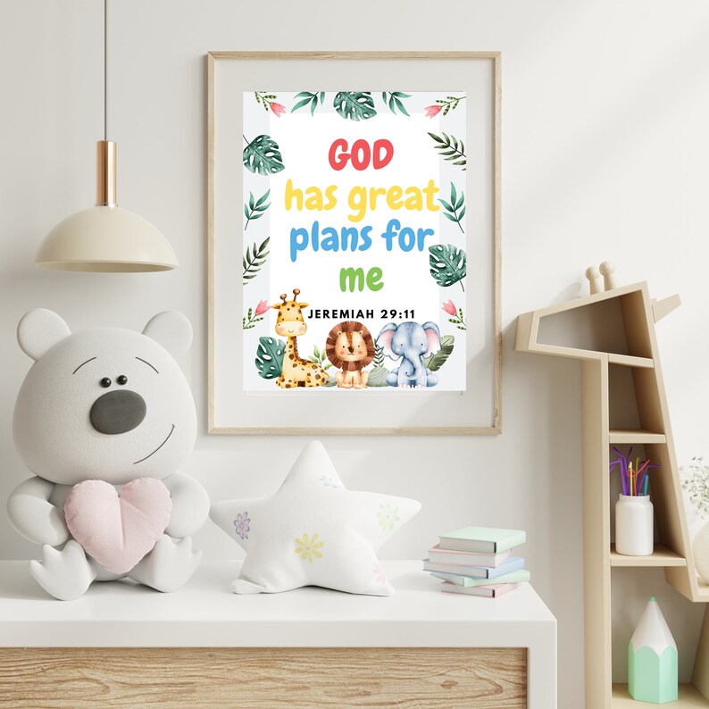 Christian Kids Bible Verse Wall Art, for I Know the Plans I Have for ...