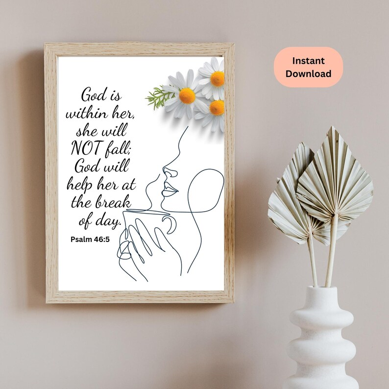 Psalm 46:5, God is Within Her She Will Not Fall,bible Verse Wall Art ...