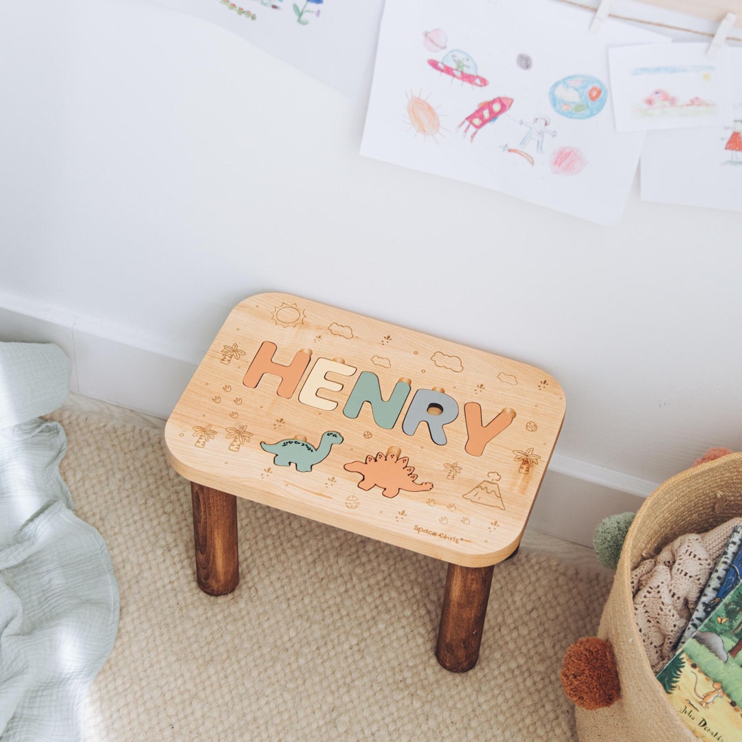 Toddler Step Stool Name Puzzle Baby Boy Gift Custom 1st Birthday Boy ...