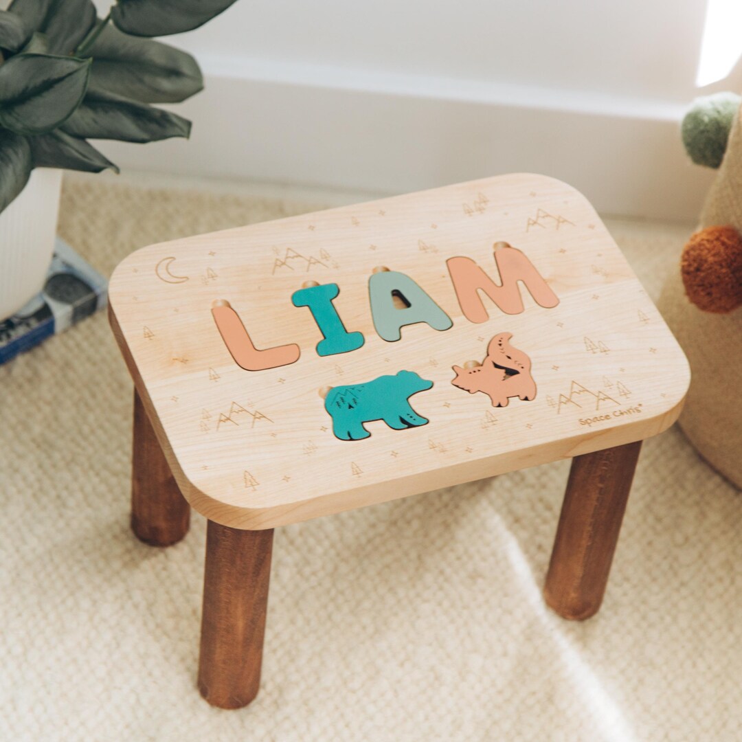 Toddler Step Stool Name Puzzle Baby Boy Gift Custom 1st Birthday Boy ...