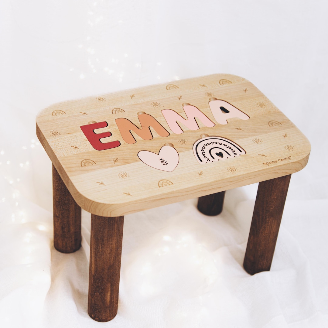 Personalized Stool Wooden Name Puzzle Stool 1st Birthday First ...