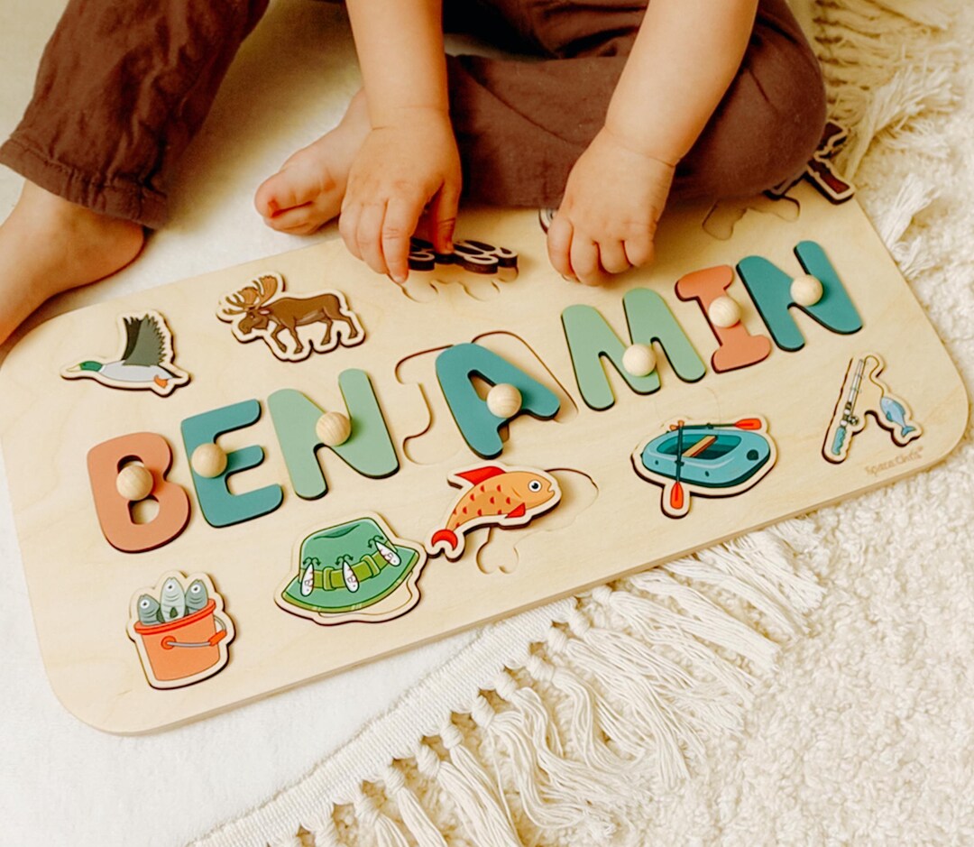 Educational Puzzle for Toddlers Fishing Themed Puzzle for Boy Wooden ...