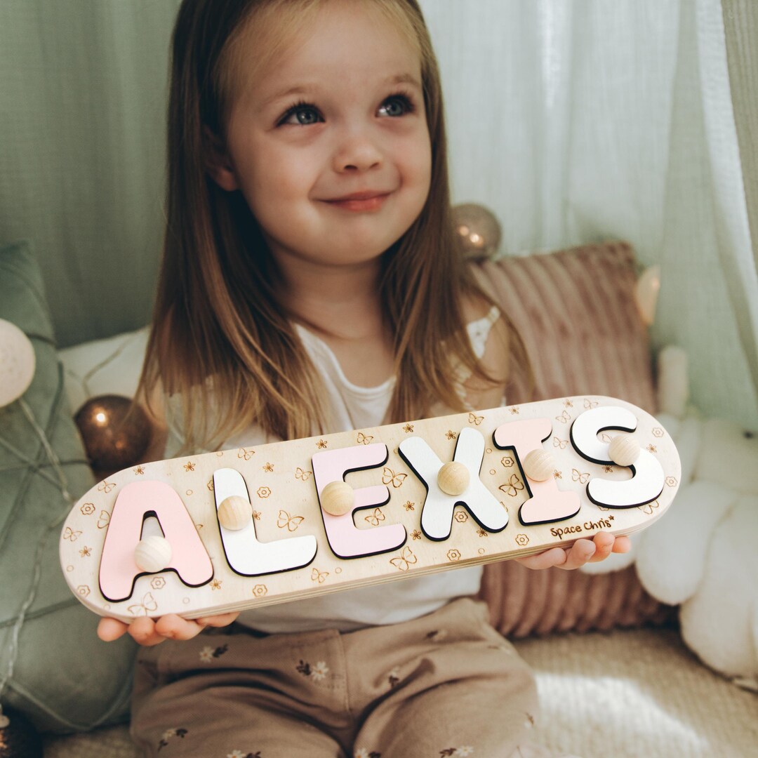 Personalized Name Puzzle With Pegs Newborn Baby Gift Montessori Puzzle ...