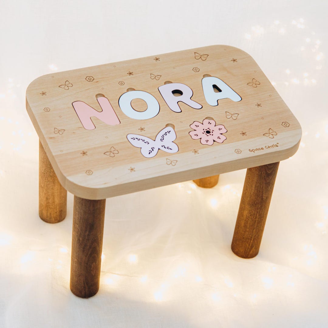 Children Furniture 1st Birthday Gift Personalized Stool Wooden Name ...