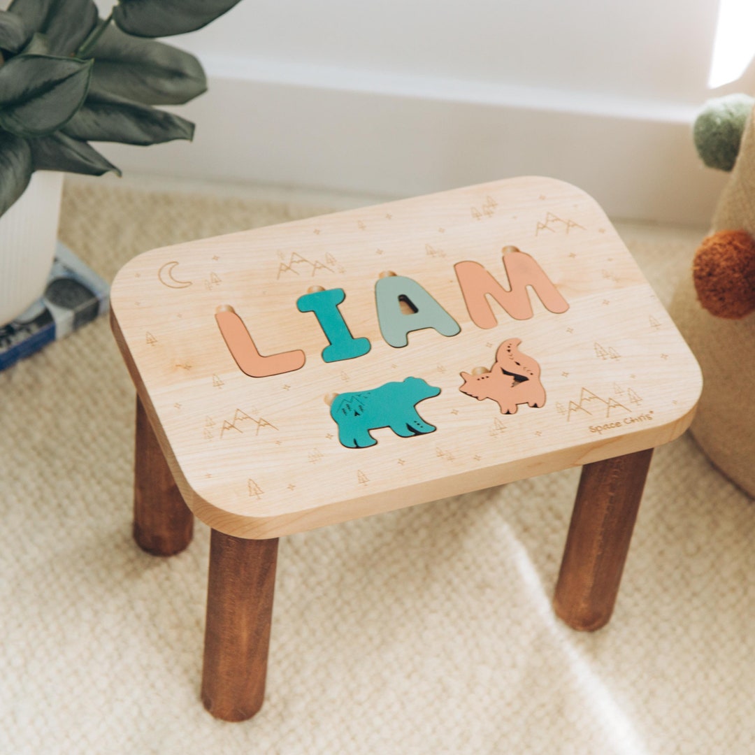 Toddler Step Stool Name Puzzle Baby Boy Gift Custom 1st Birthday Boy ...