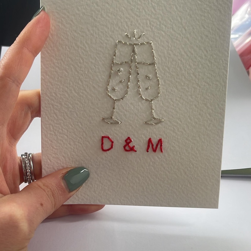 Embroidered Card - Etsy UK