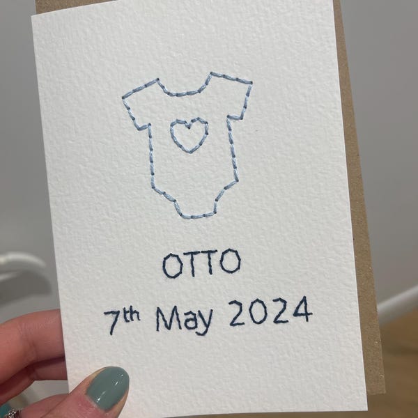 Embroidered Card - Etsy UK