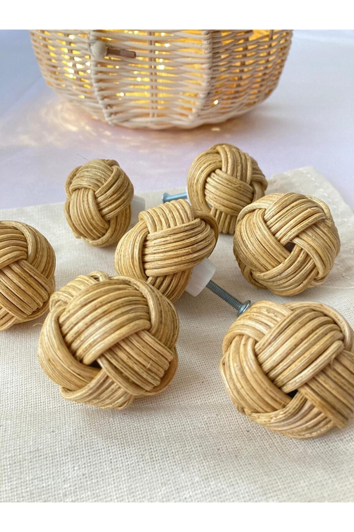 Grafity Wicker Bamboo Rattan Round Handle, Rope Drawer Handle, Drawer ...