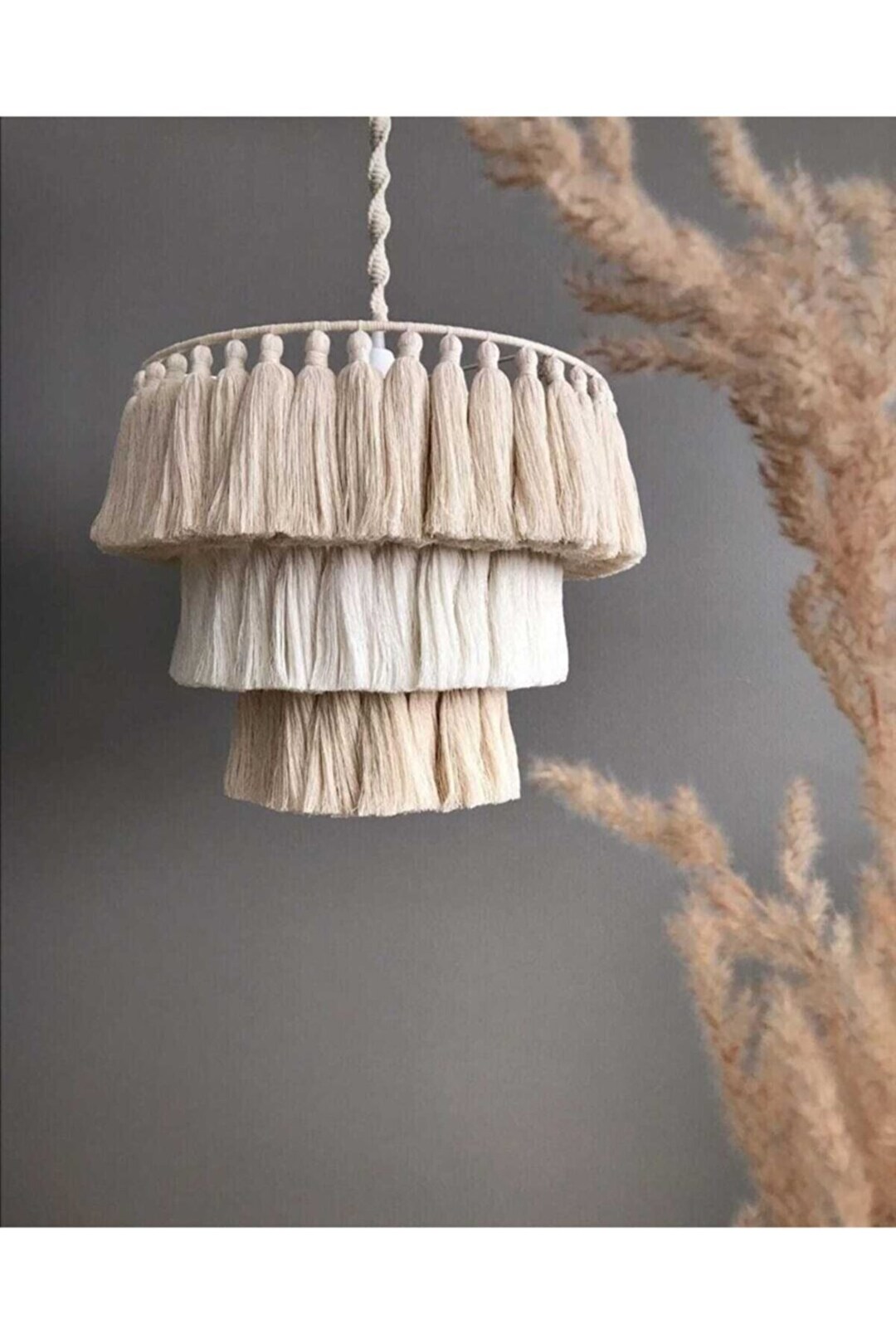 Grafity Fringe Chandelier, Cotton Pendant Light, Fringe Light Fixture ...