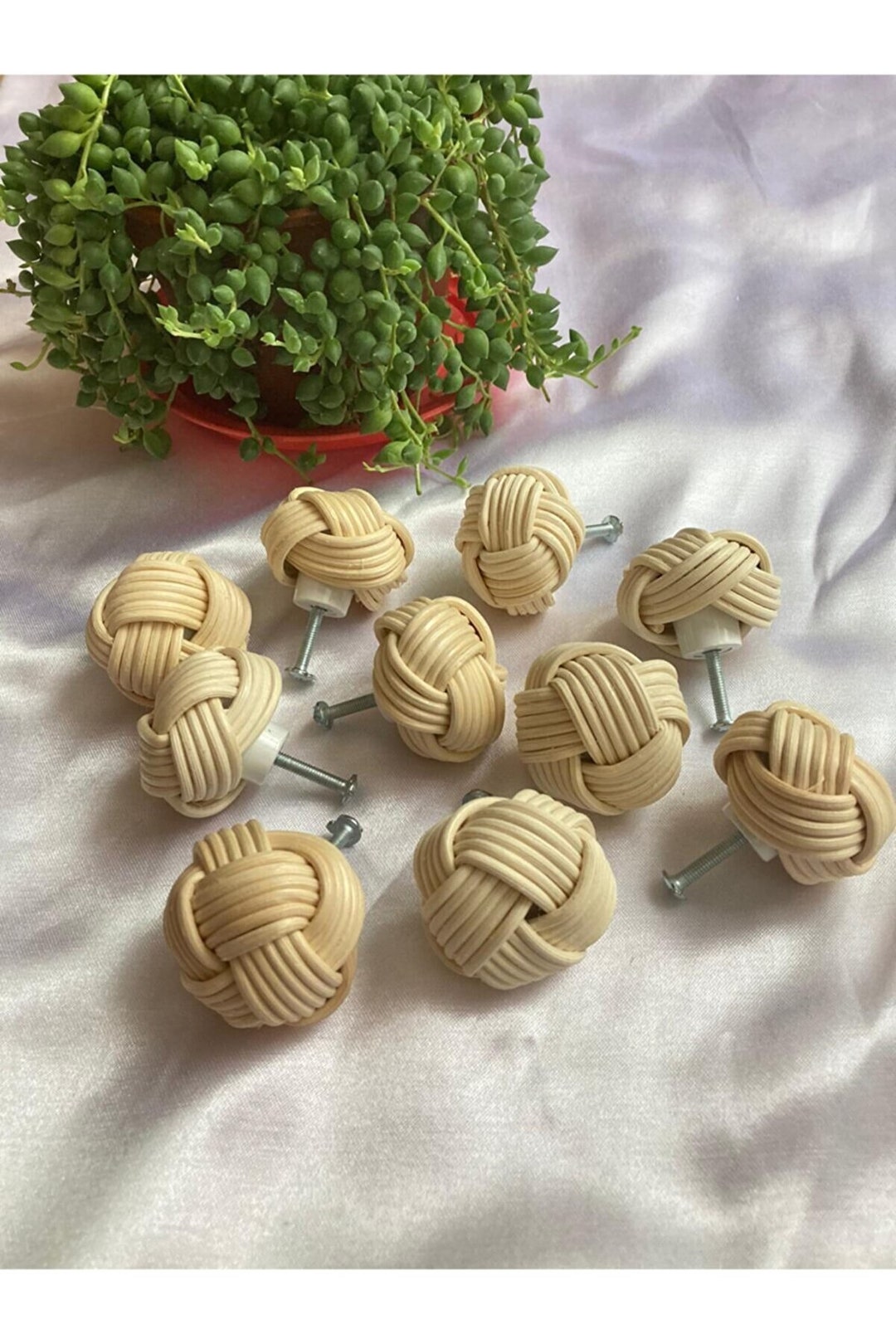 Grafity Wicker Bamboo Rattan Round Handle, Rope Drawer Handle, Drawer ...