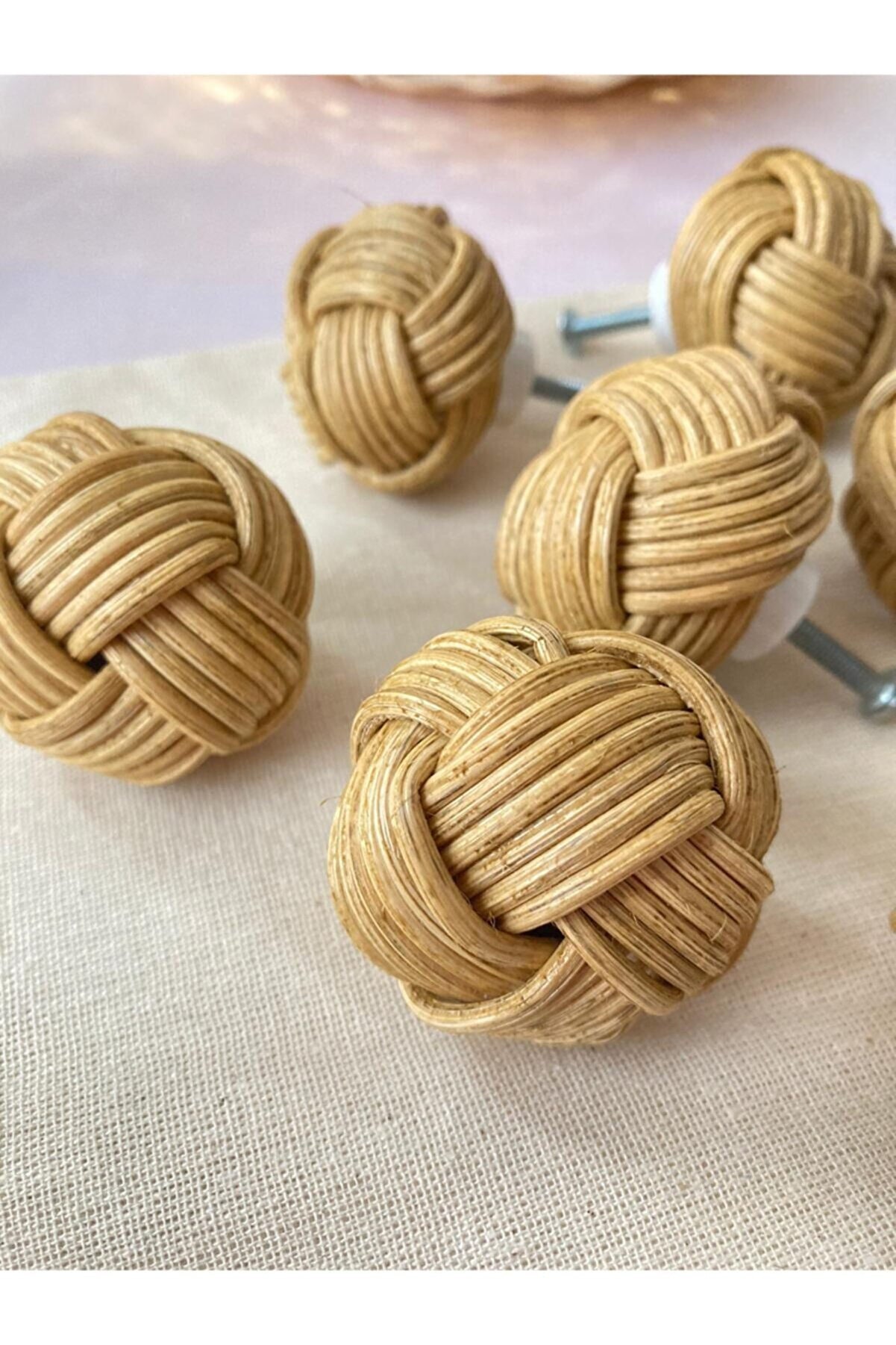 Grafity Wicker Bamboo Rattan Round Handle, Rope Drawer Handle, Drawer ...