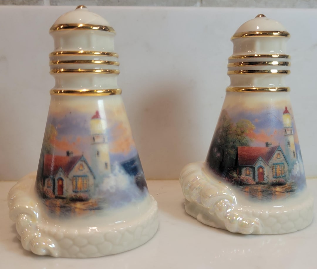 Vintage Lenox Thomas Kinkade Lighthouse Salt Pepper Shakers Porcelain ...