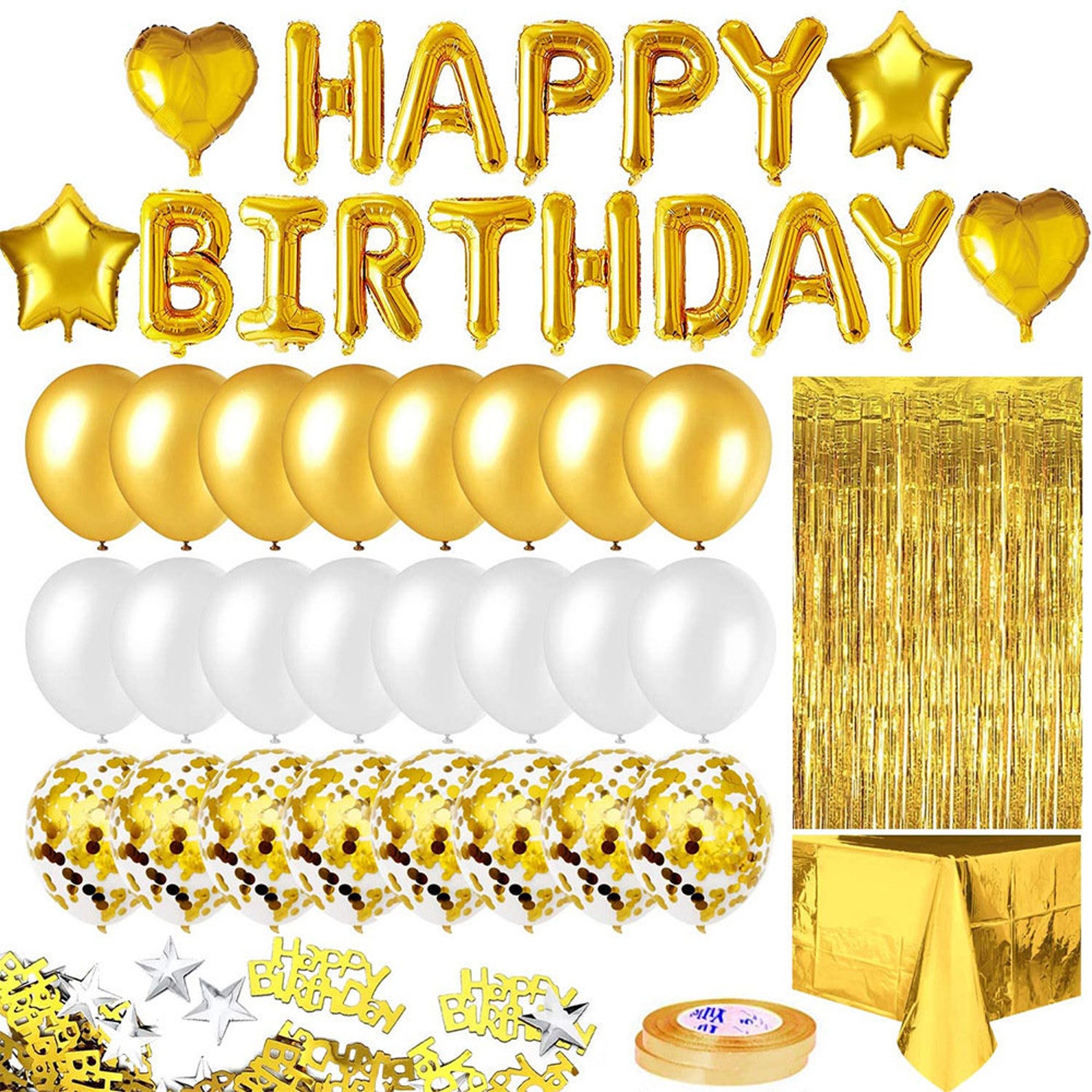 Reusable Party Decorations | Rose Gold Happy Birthday Foil Latex ...