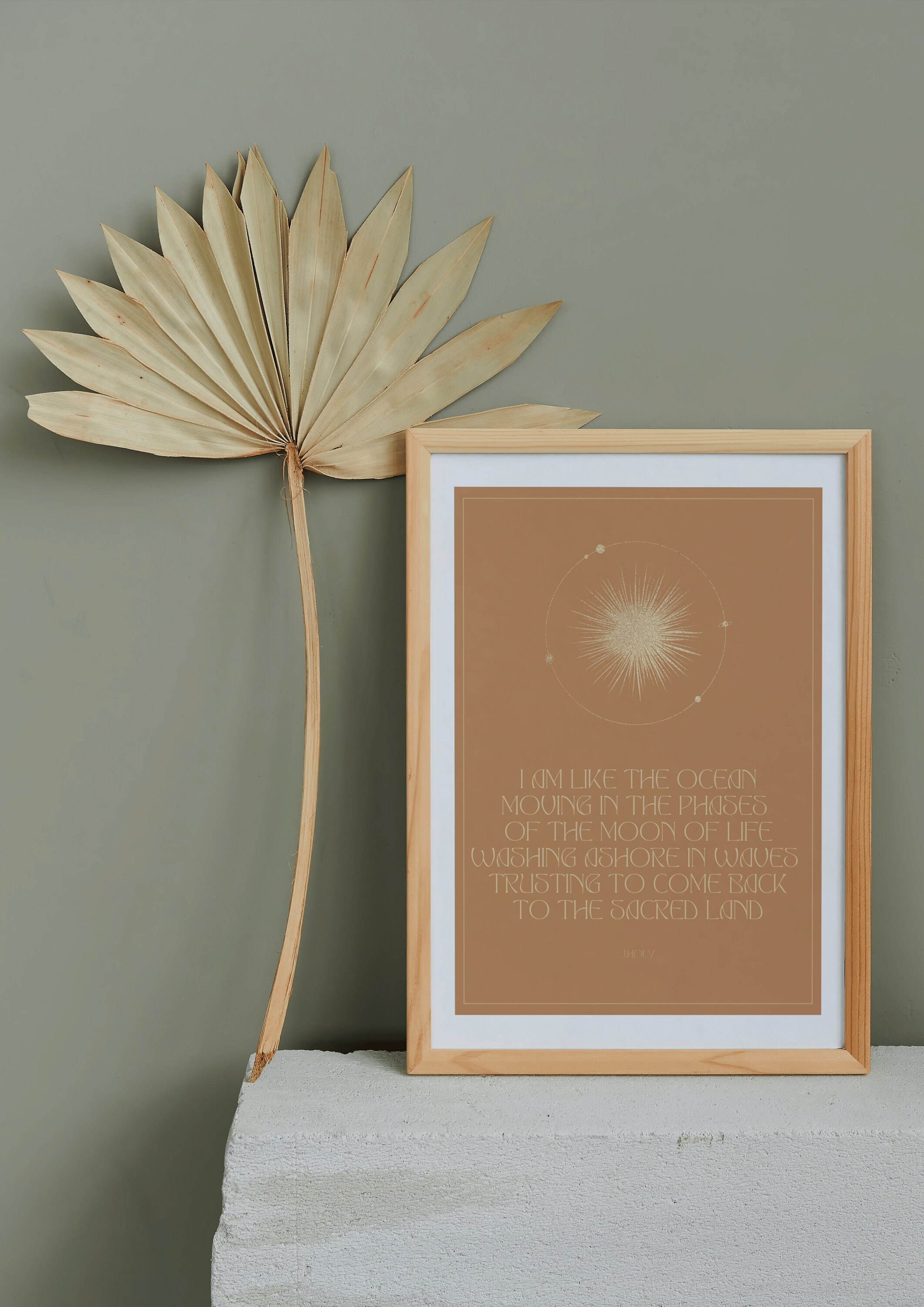 Art Print/poster/postcard: Poem Graphic Design Brown Gold Poetry Moon ...