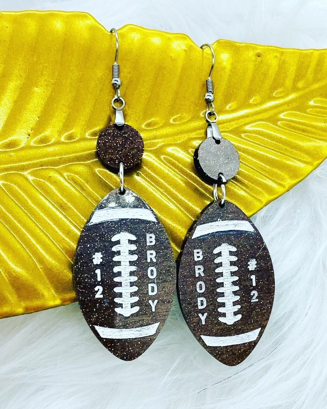 Custom Football Earrings Football Earrings Football Dangle - Etsy