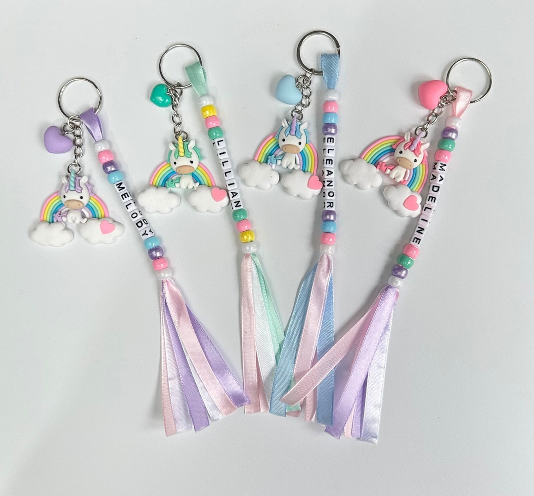 Colourful Handmade Personalised Keyring With a Cute Large Unicorn ...