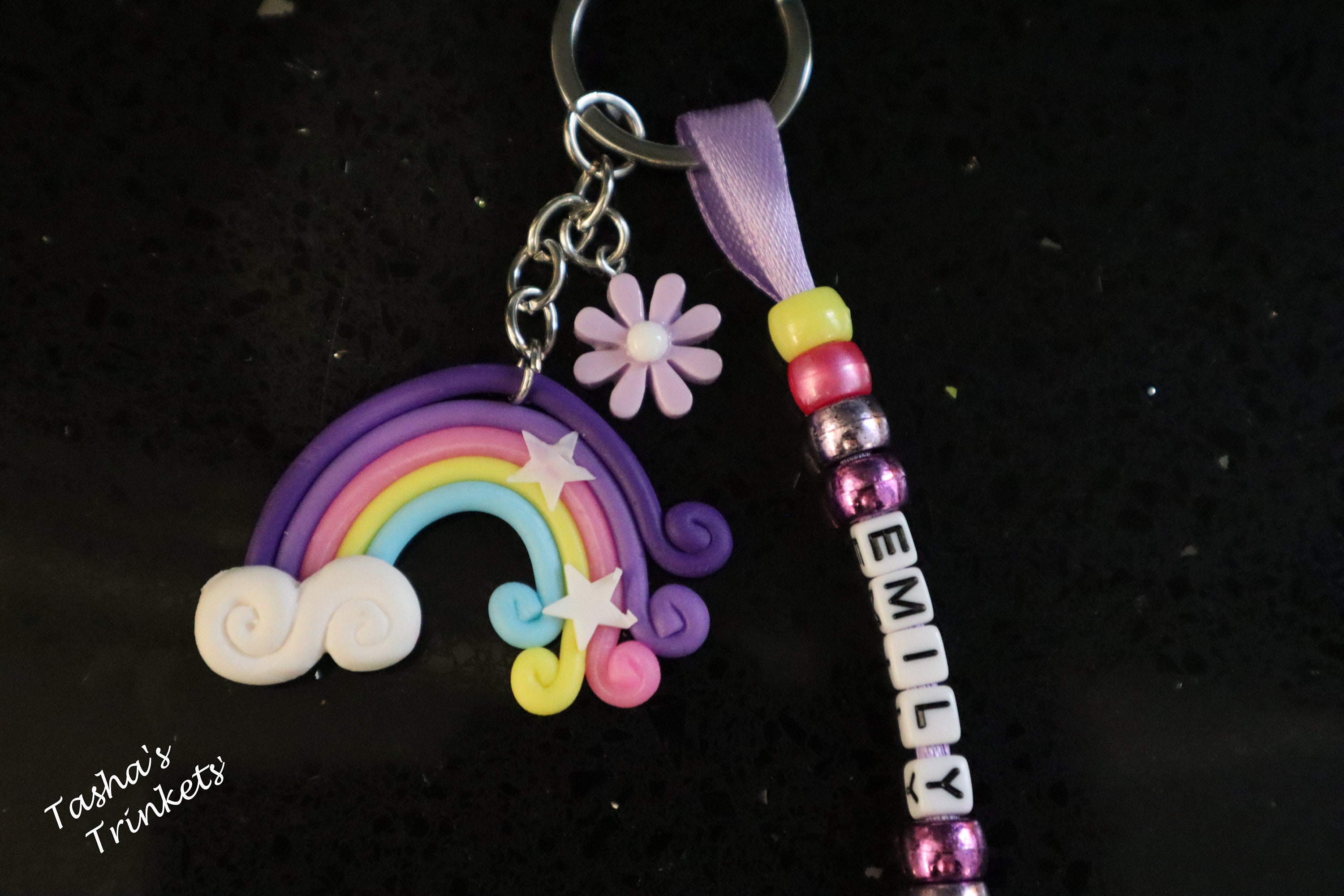 Handmade Personalised Rainbow Keyring With Pony Beads - Etsy UK