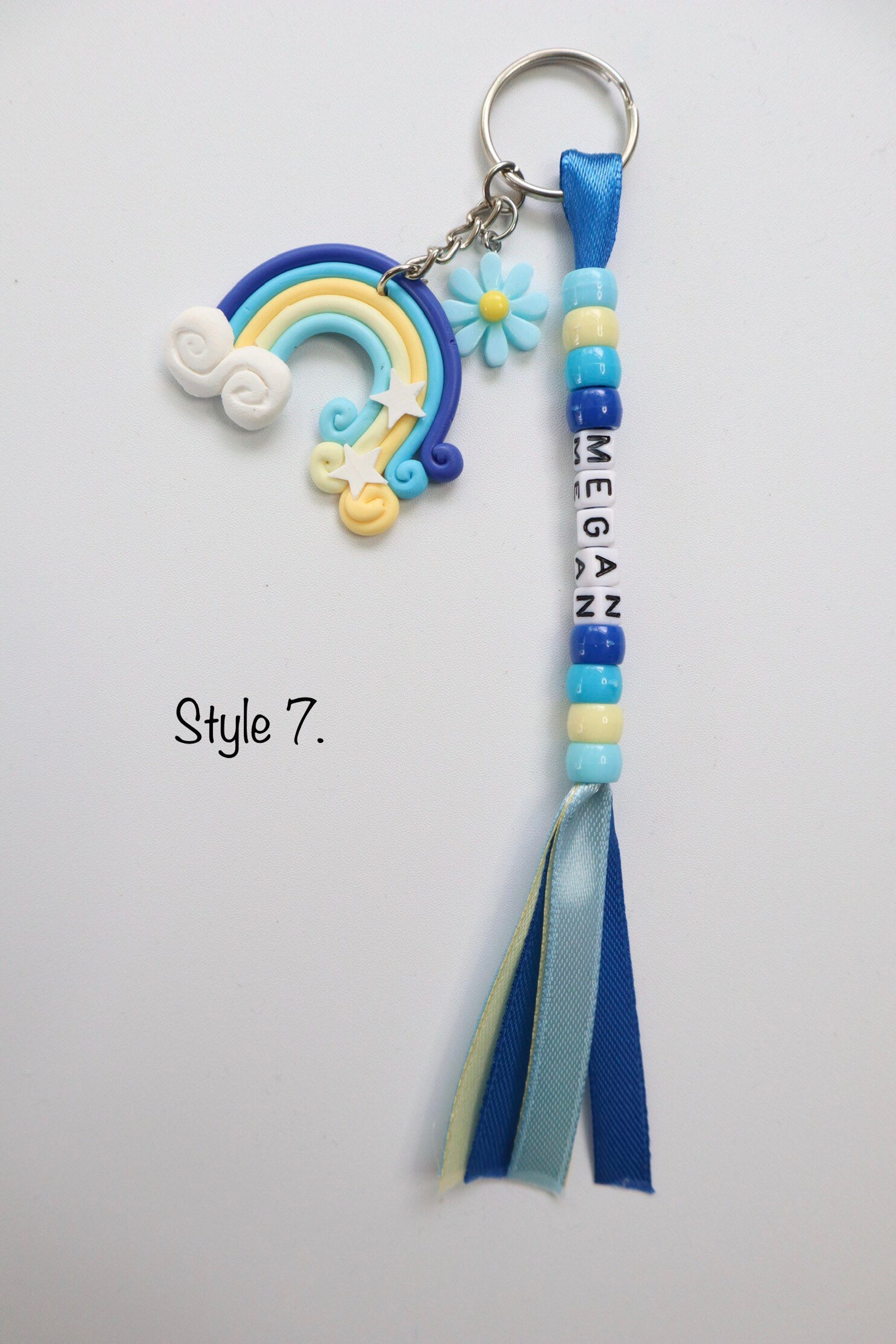 Handmade Personalised Rainbow Keyring With Pony Beads - Etsy UK