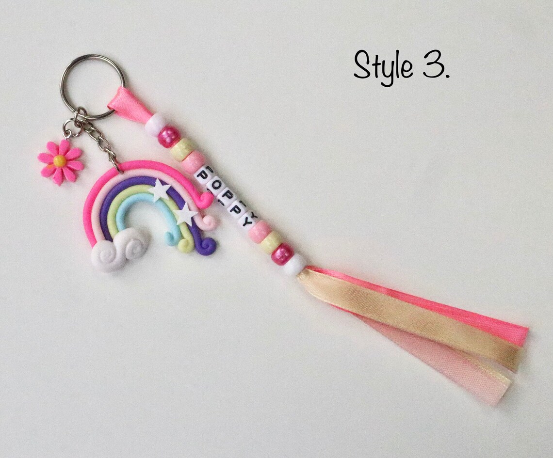 Handmade Personalised Rainbow Keyring With Pony Beads - Etsy UK