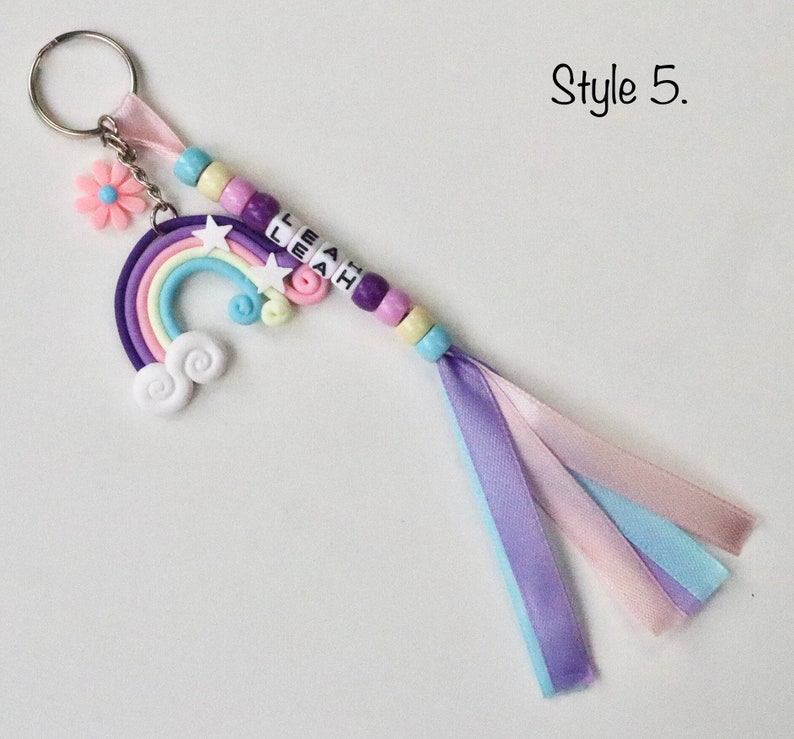 Handmade Personalised Rainbow Keyring With Pony Beads - Etsy UK