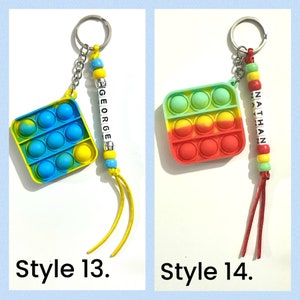 POP-IT Keyring With Handmade Personalised Pony Beads on Cord - Etsy