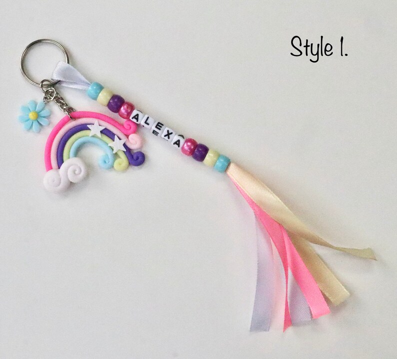 Handmade Personalised Rainbow Keyring With Pony Beads - Etsy UK