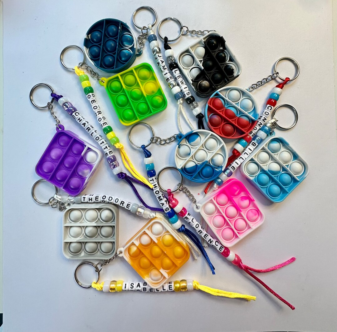 POP-IT Keyring With Handmade Personalised Pony Beads on Cord - Etsy