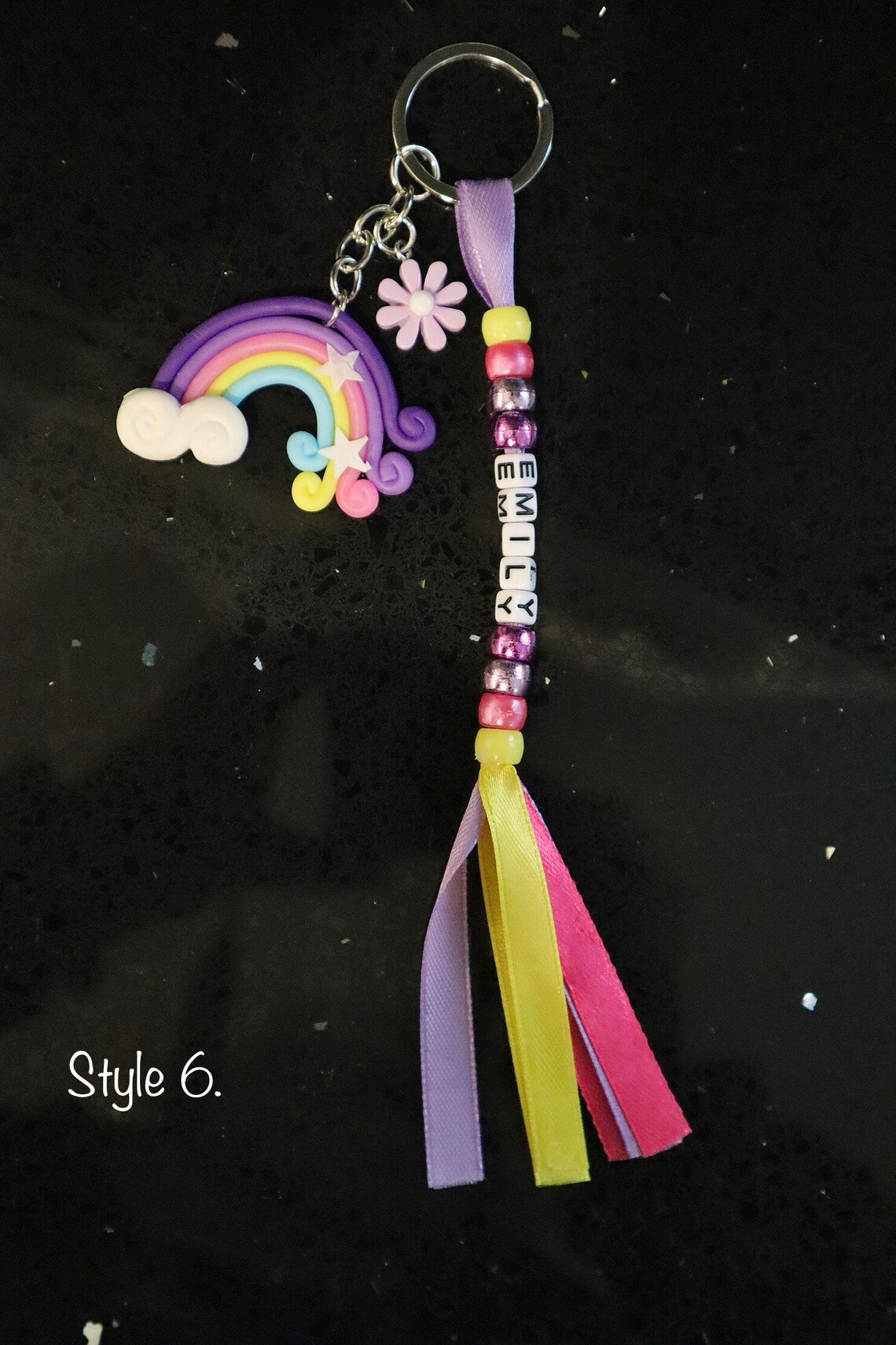Handmade Personalised Rainbow Keyring With Pony Beads - Etsy UK