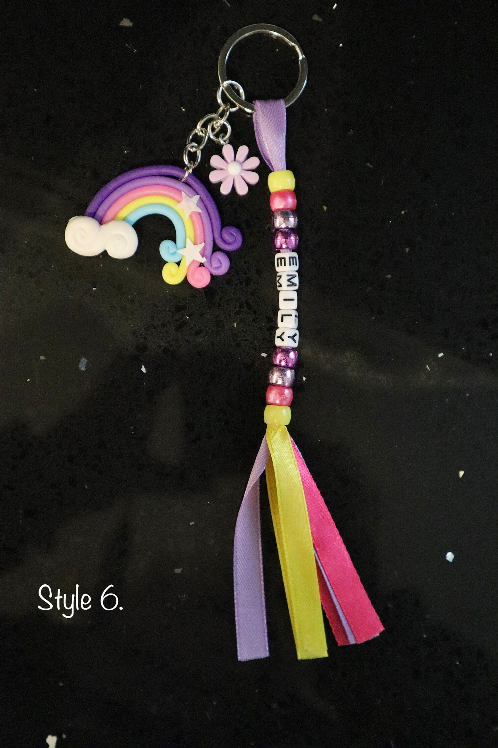 Handmade Personalised Rainbow Keyring With Pony Beads - Etsy UK