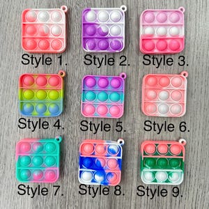 Colourful POP-IT Keychain With Personalised Acrylic Tag - Bag ...
