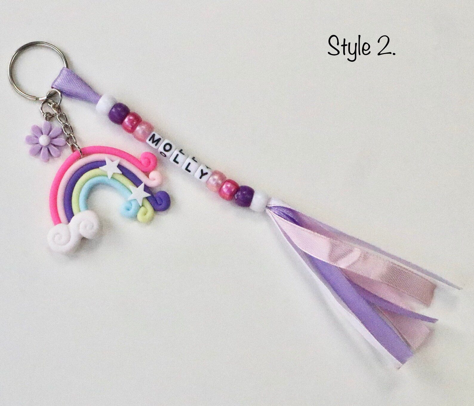 Handmade Personalised Rainbow Keyring With Pony Beads - Etsy UK