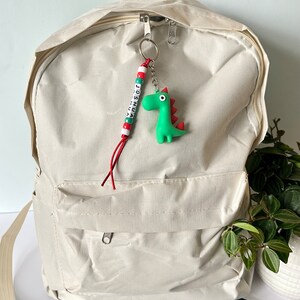 Personalised Dinosaur Keyring – Bright Beaded Bag Accessory With Name ...
