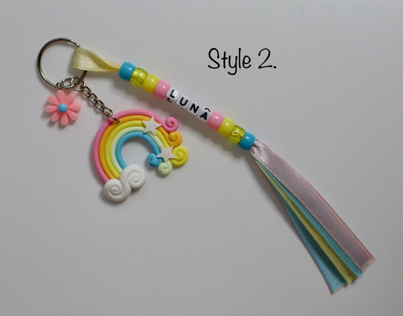 Handmade Personalised Rainbow Keyring With Pony Beads - Etsy UK