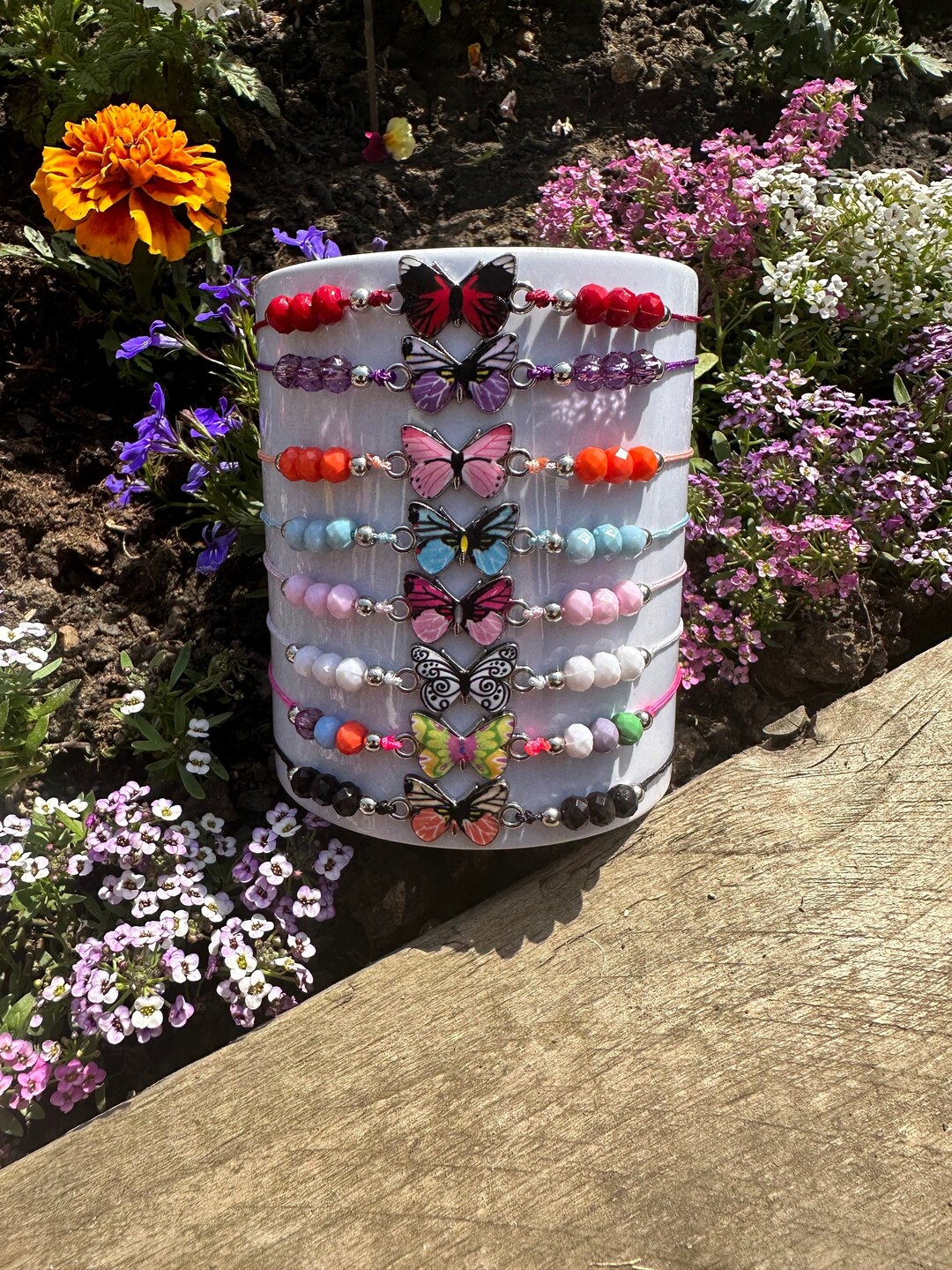Personalised Colourful Cute Butterfly Charm Bead Adjustable String ...
