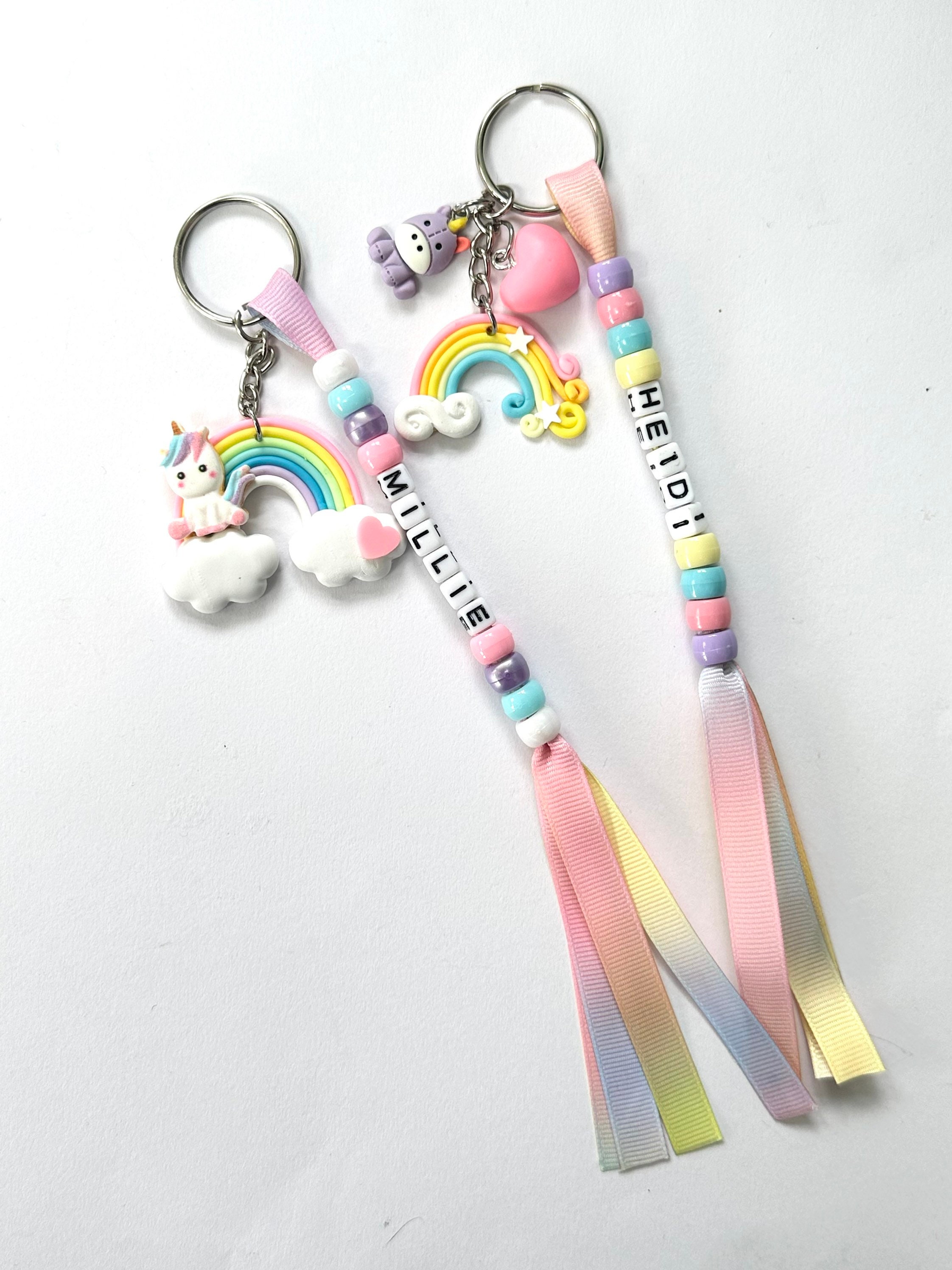 Handmade Personalised Cute Unicorn Charm Keyring With Pony - Etsy UK